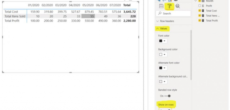 Power BI: Display measures in rows - data4success